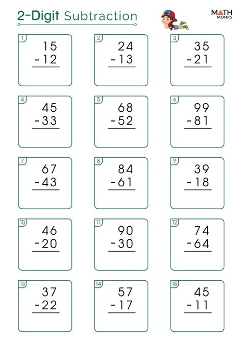 Double Digit Subtraction Worksheets Math Monks