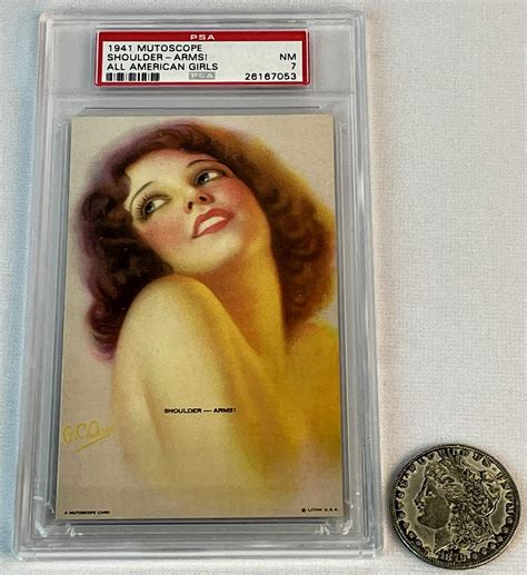 Lot 1941 Mutoscope Card All American Girls Artist Pinup Shoulder