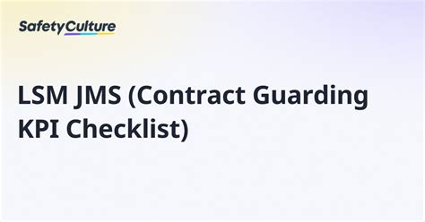 Lsm Jms Contract Guarding Kpi Checklist Free Template