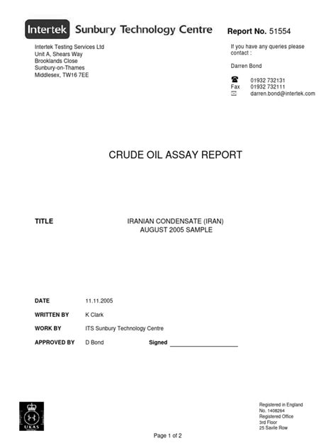 Intertek Assay Report Pdf Petroleum Fuel Oil