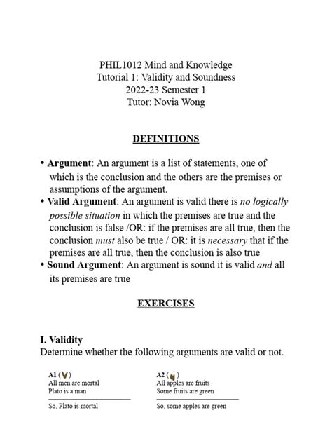 Phil1012 Tutorial 1 Exercise Pdf Argument Reasoning