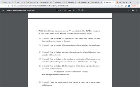 Solved Which Of The Following Statements Are True T And Chegg