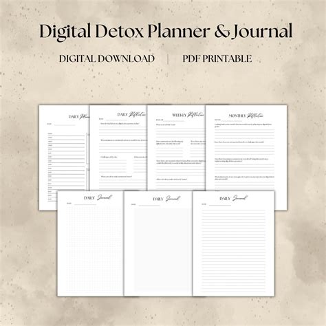 Digital Detox Planner Printable Journal Social Media Detox Printable