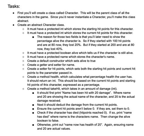 Solved First You Ll Will Create A Class Called Character