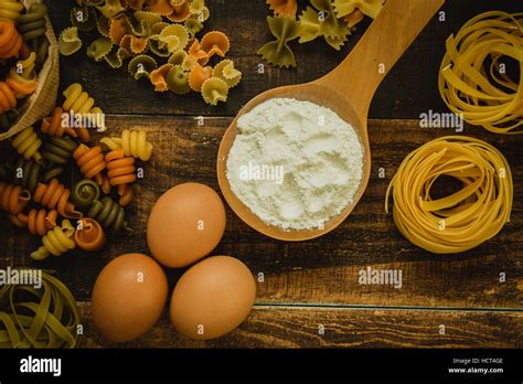 Different Types Of Colored Pasta With Various Shapes Stock Photo Alamy