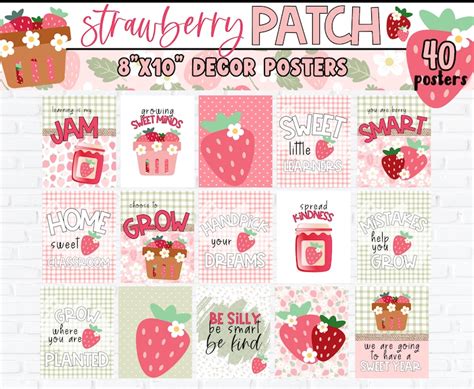 Strawberry Theme Editable Classroom Decor Bundle Elementary Classroom Decor Modern Classroom