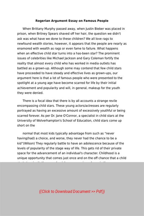 Rogerian Argument Essay On Famous People Argumentative Essay Essay Sample Essay