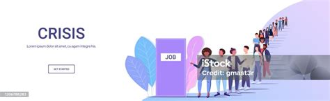 실업후보자 취업위기 개념 혼합 경주 노동자 면접 수평 전체 길이 복사 공간 대기 에 줄 대기열에 서 단체에 대한 스톡 벡터 아트 및 기타 이미지 Istock