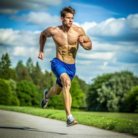 Running Athlete Man Male Runner Sprinting During Outdoors Training For