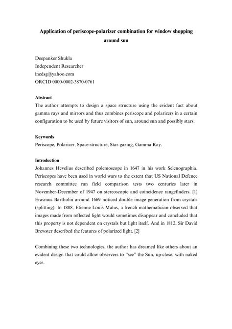 Pdf Application Of Periscope Polarizer Combination For Window Pdf Application Of Periscope Polarizer Combination For Window