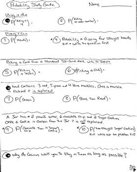 Probability Study Guide By Real Life Applications For Pre Algebra