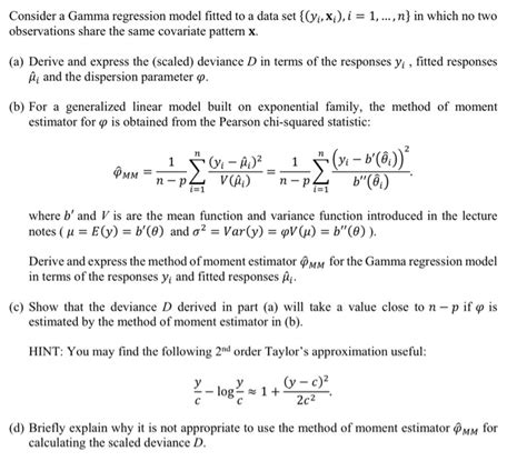 Consider A Gamma Regression Model Fitted To A Data