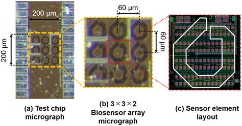 A The Microphotograph Of 22 Nm Test Chip B The 3 × 3 × 2 Biosensor