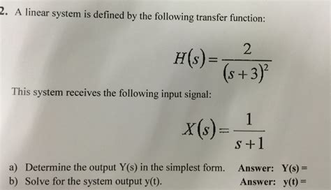 solved 2 a linear system is defined by the following
