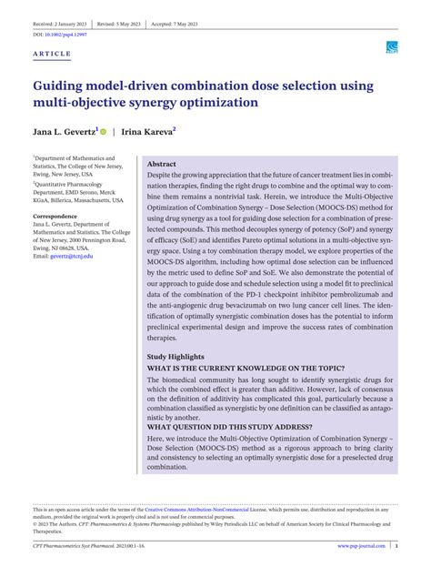 Pdf Guiding Model Driven Combination Dose Selection Using Multi