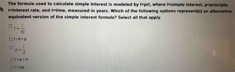 The Formula Used To Calculate Simple Interest Is Modeled By Iprt