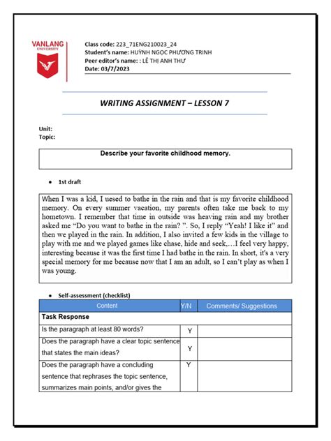 Template Writing Assignment Pdf Verb Semantic Units