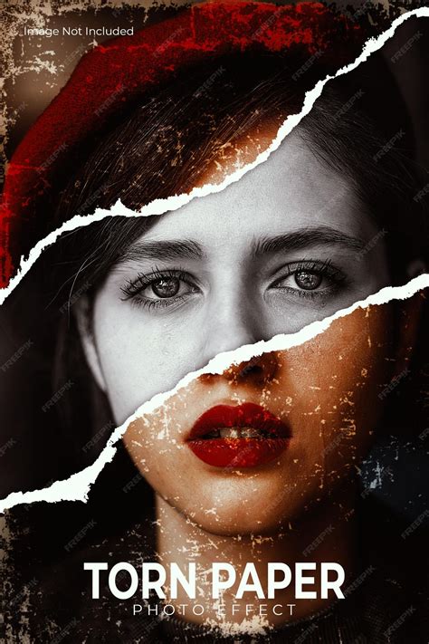 찢어진 종이 사진 효과 Psd 프리미엄 Psd 파일