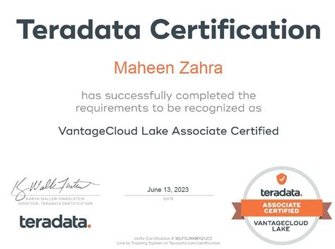 Maheen Zahra On Linkedin Teradata Certification Vantage
