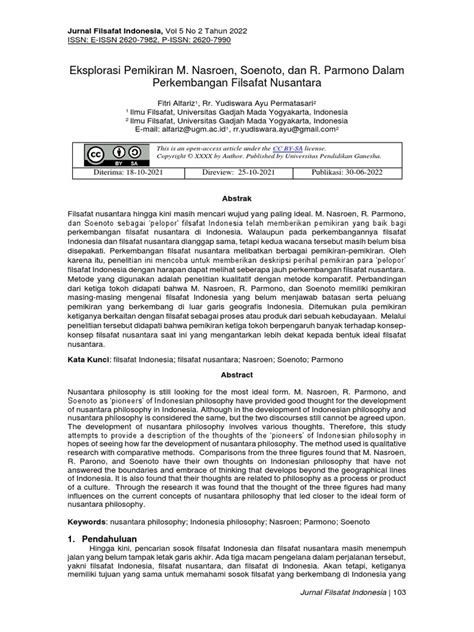 Eksplorasi Pemikiran M Nasroen Soenoto Dan R Parmono Dalam