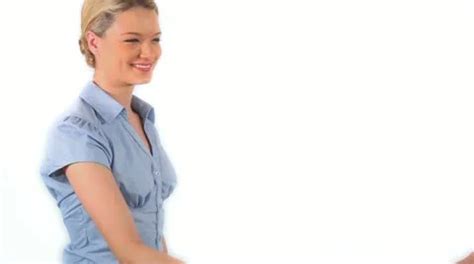 Blonde Woman Shaking Hands Stock Video Pond