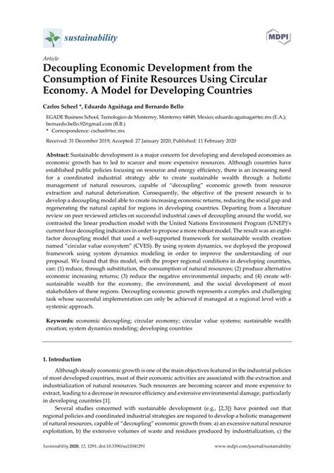 Pdf Decoupling Economic Development From The Consumption Of Finite Resources Using Circular