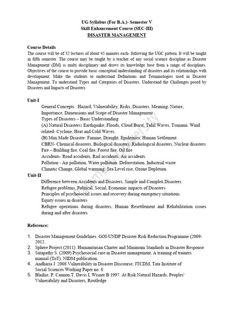 Disaster Management Sec Iii For Ba Semester V Pdf Natural