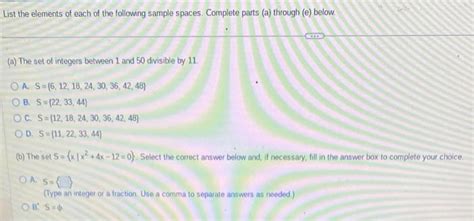 Solved List The Elements Of Each Of The Following Sample Chegg