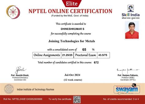 Dhineshkumar S On Linkedin Thrilled To Share That I Have Successfully Completed The 12 Week Nptel…