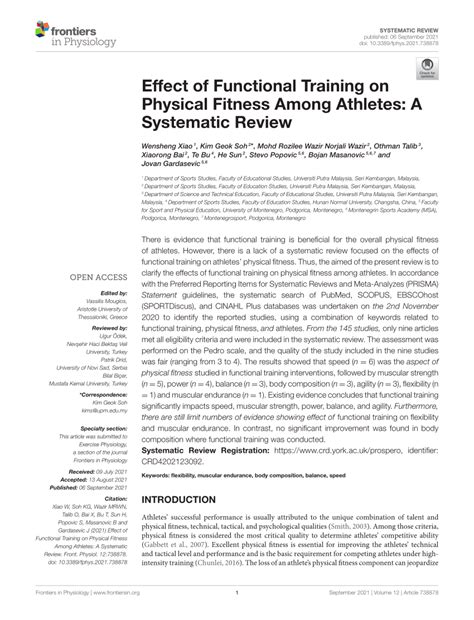 PDF Effect Of Functional Training On Physical Fitness Among Athletes A Systematic Review