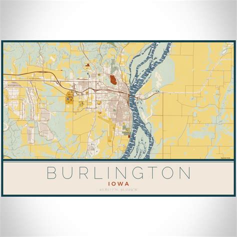 Burlington Iowa Map Print In Woodblock — Jace Maps