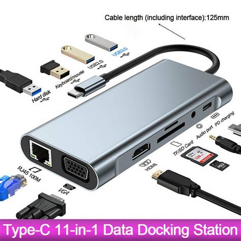 Apple Ios Iphone Lightning 11 In 1 Usb Type C Hub Type C To Hdmi Vga Adapter Rj45 Lan Ethernet