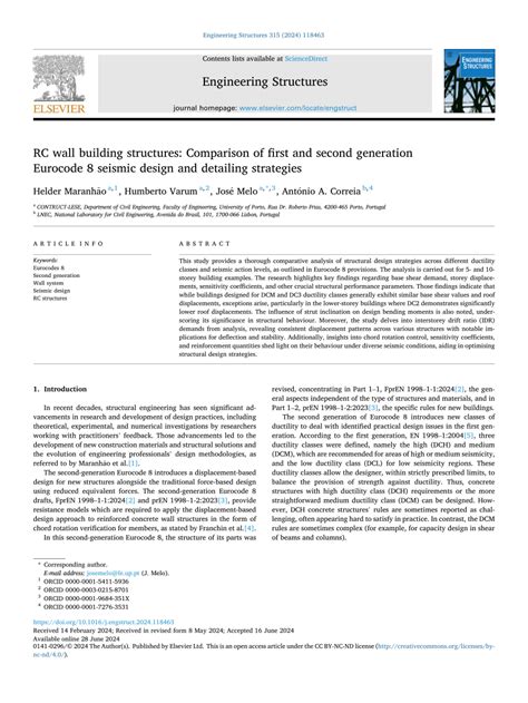 Pdf Rc Wall Building Structures Comparison Of First And Second