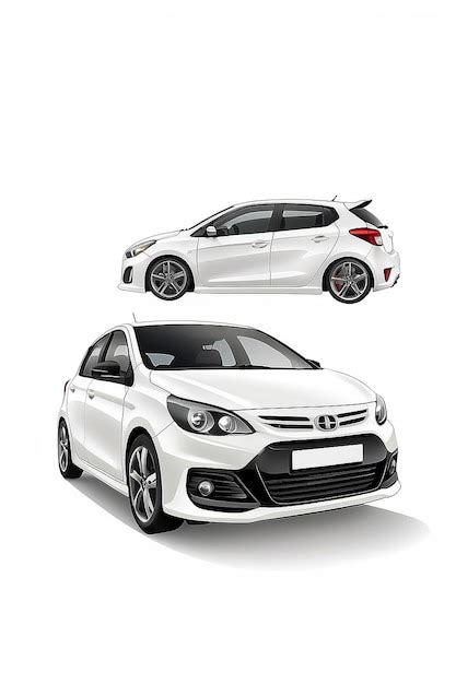 White Hatchback Car Isolated On White Vector Premium Ai Generated Image