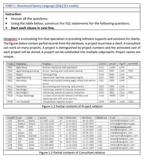 Solved PART C Structured Query Language SQL Marks Chegg