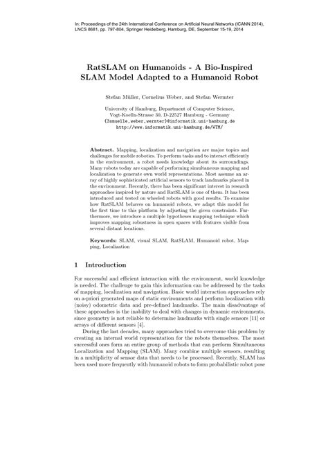 pdf ratslam on humanoids a bio inspired slam model adapted to a