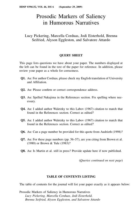 Pdf Prosodic Markers Of Saliency In Humorous Narratives