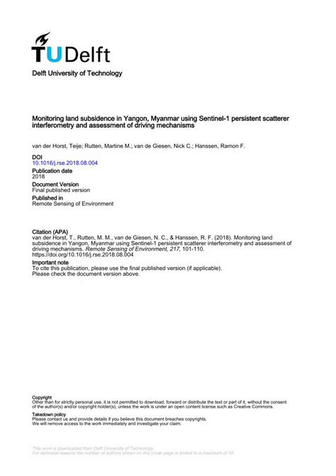 Pdf Monitoring Land Subsidence In Yangon Myanmar Using Dokumentips