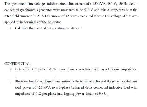 solved the open circuit line voltage and short circuit line