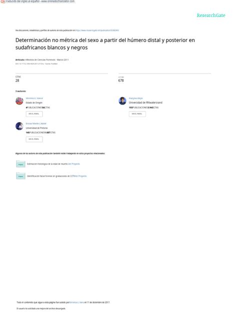 Nonmetric Sex Determination From The Distal And Po En Es Pdf Codo
