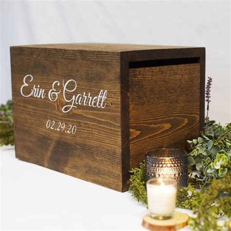 Personalized Wedding Card Box With Slot Lock Wedding Money Box Rustic