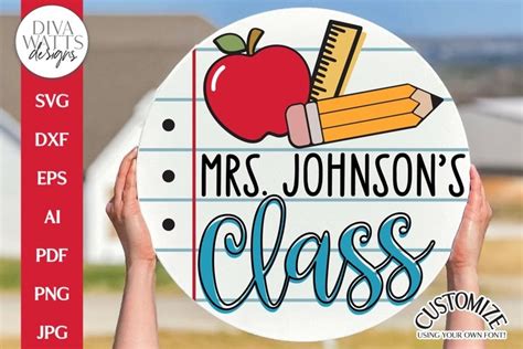 Teacher Class Svg Classroom Notebook Paper Door Hanger
