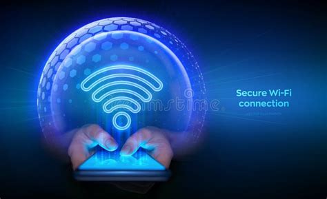 Secure WiFi Network Connection On Smartphone Wi Fi Network Icon Inside Transparent Protection