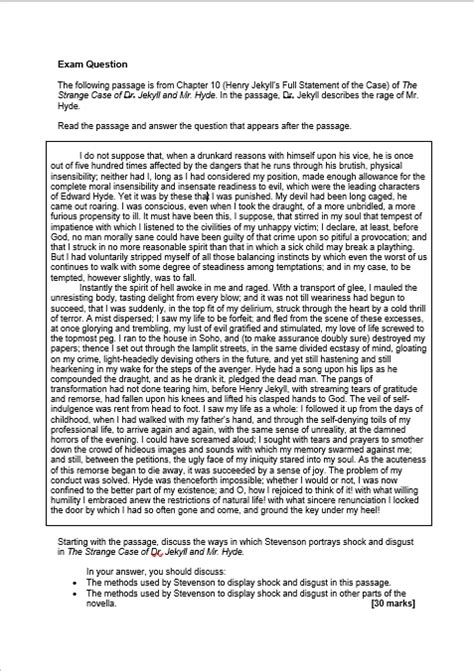 20 Aqa Style Gcse Dr Jekyll And Mr Hyde Exam Practice Papers Teaching Resources