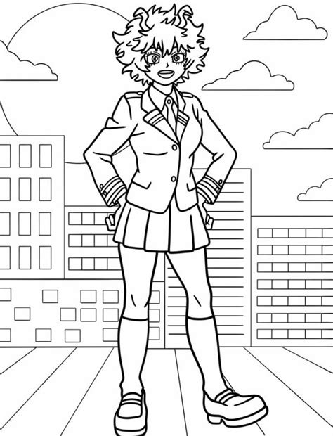 Coloriage Mina Ashido En Plein Air De My Hero Academia