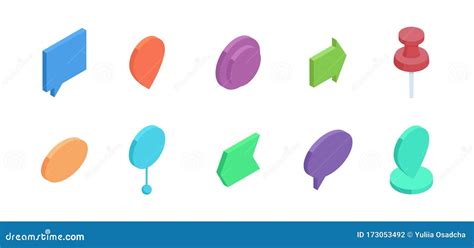 Isometric Bullet Point With Numbers Vector Illustration Set Isolated