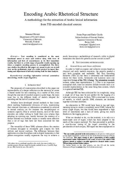Pdf Encoding Arabic Rhetorical Structure A Methodology For The Extraction Of Arabic Lexical