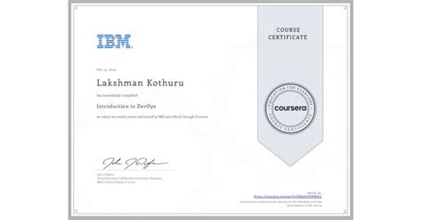 Completion Certificate For Introduction To Devops Lakshman Kothuru