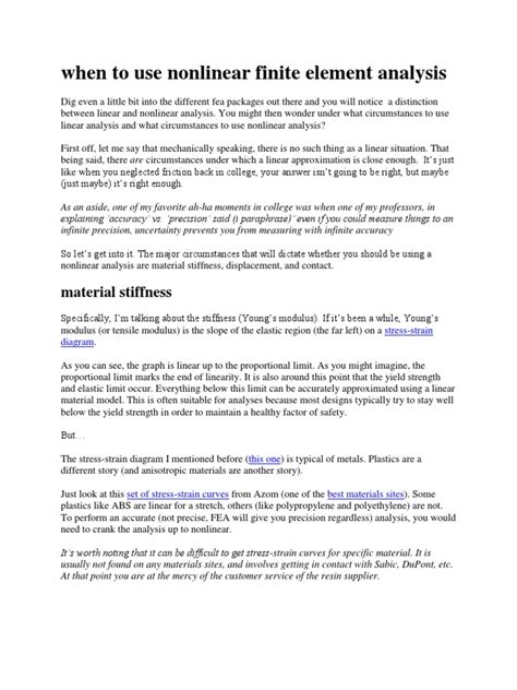 Pdf When To Use Nonlinear Finite Element Analysis Dokumen Tips