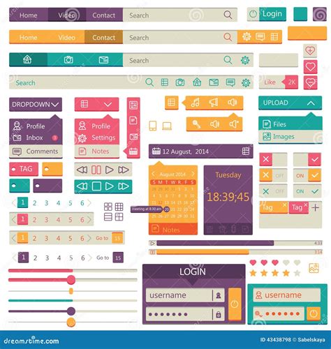 flat elements design ui set vector stock vector illustration of